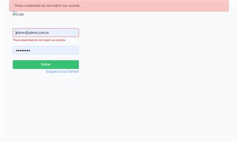 Php Mensagem De Erro No Login Não Aparece Laravel 58 Stack