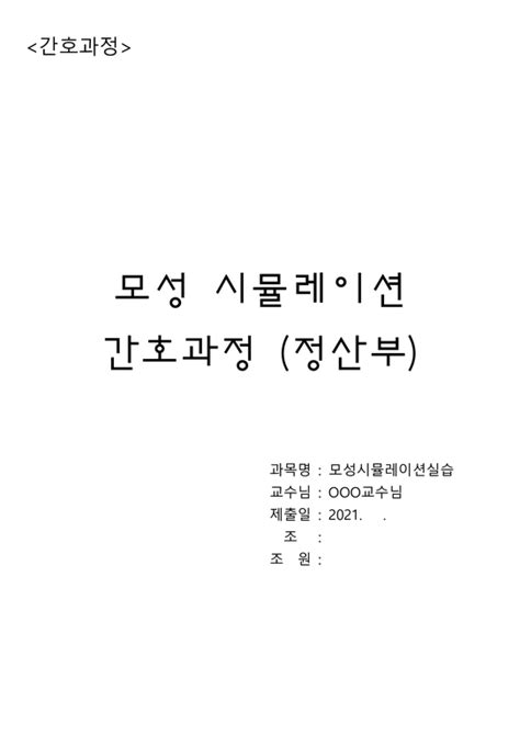 모성시뮬레이션실습 분만 간호과정보고서 의약학