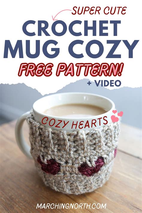 Free Crochet Coffee Cup Cozy Pattern Cozy Hearts Marching North