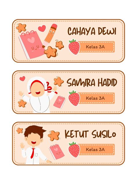 Pink Krem Pastel Ilustrasi Imut Label Nama Template Oleh Canva Di 2025 Kartu Lucu Kartu Stiker