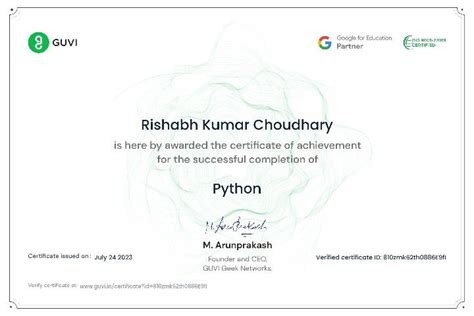 Rishabh Kumar Choudhary On Linkedin Pythoncourse Guvi