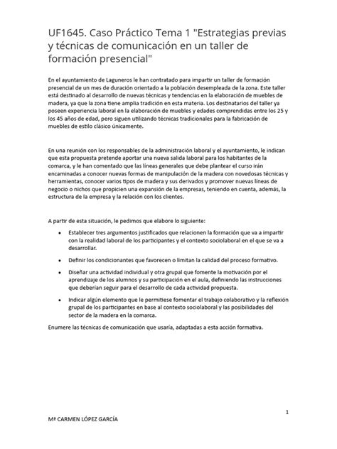 Uf1645 Caso Práctico Tema 1 Estrategias Previas Y Técnicas De