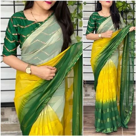 Casual Wear Floral Print Crepe Printed Saree With Blouse Piece 55 M