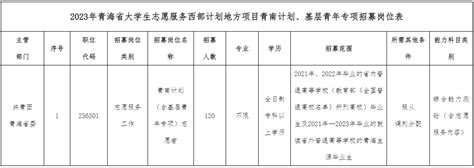 2023年青海省大学生志愿服务西部计划地方项目青南计划、基层青年专项招募公告