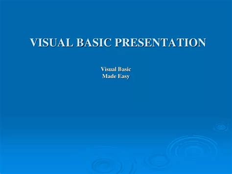 PPT VISUAL BASIC PRESENTATION PowerPoint Presentation Free Download ID 9513705