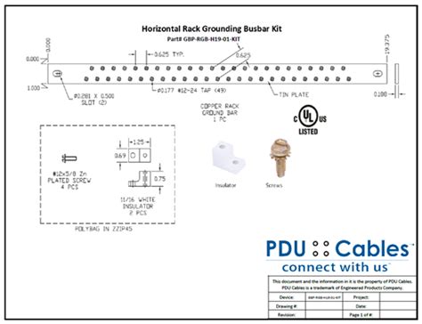 Horizontal Rack Bonding Busbar Kit Surgguard Pdu Cables