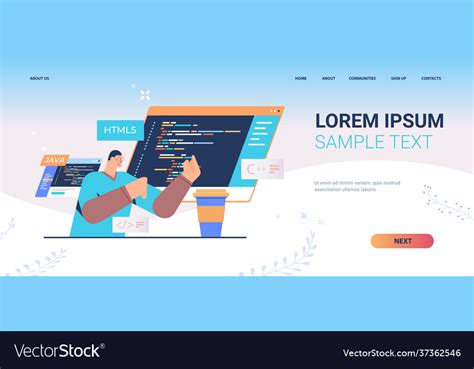 Programmer Writing Code For Computer App Vector Image