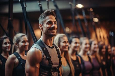 El entrenador de fitness healthy transformation guía a las mujeres a través de ejercicios de ia