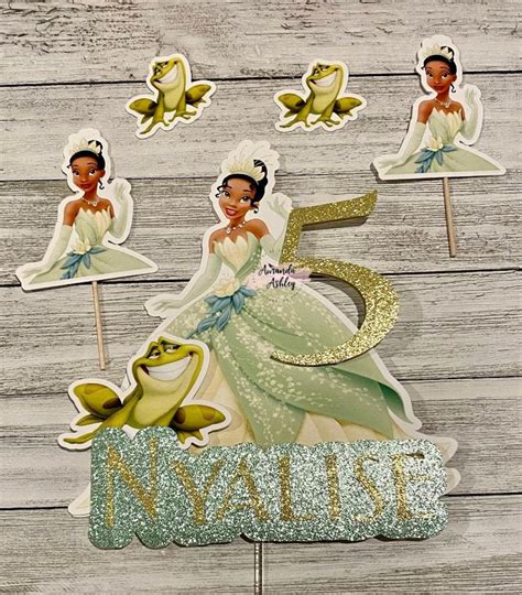 Princess Tiana And Frog Inspired Cake Topper Cupcake Toppers Etsy