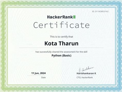Earned Python Basics Certificate Tharun Reddy Kota Posted On The