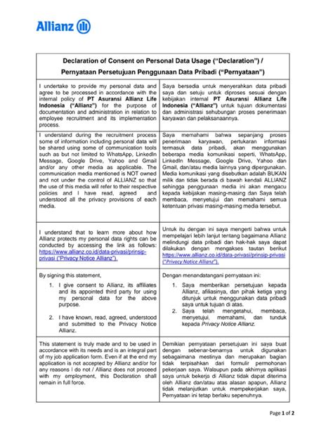 Declaration Of Consent On Personal Data Usage Pdf