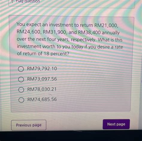 You Expect An Investment To Return Rm Studyx