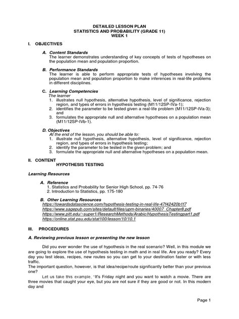 Q4 Week 1 Statistics And Probability Pdf Type I And Type Ii Errors