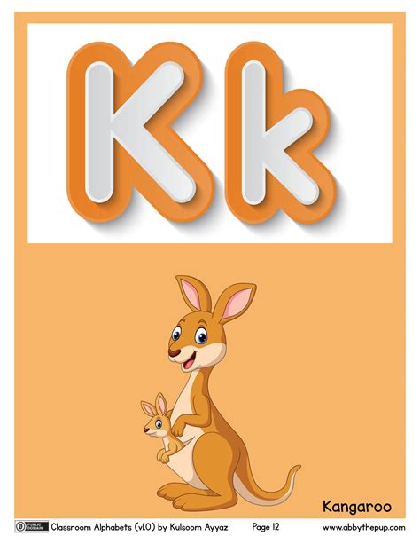 Letter K Is For Kangaroo Flashcard Free Printable Papercraft Templates