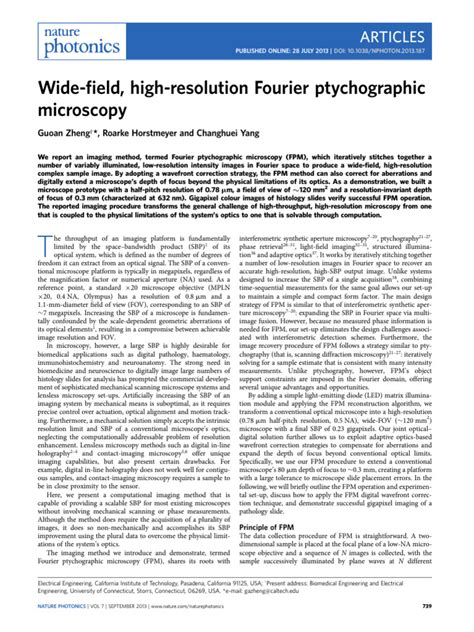 13fourierptychographyreadingwide Field High Resolution Fourier Ptychographic Microscopy