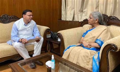 Dhami Meets Sitharaman Pitches Song Dam Project Pioneer Edge