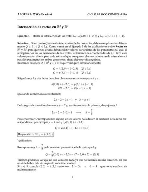 Intersección de rectas Study sunshines uDocz