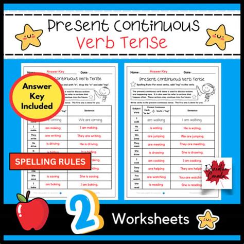 Present Continuous Progressive Verbs Spelling Rules Free Worksheet Set