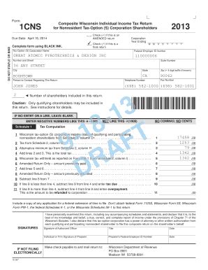Fillable Online Revenue Wi Form 1CNS MeF ATS Scenario 17 Revenue Wi