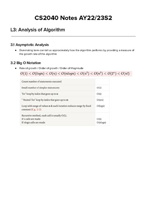 Cs2040 Notes Ay22 23s2 Summary For Entire Sem Mainly Second Half