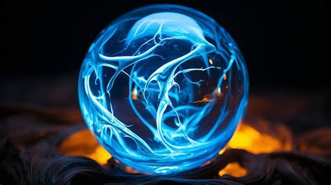 Premium Photo Glowing Blue Orb With Abstract Energy Patterns And