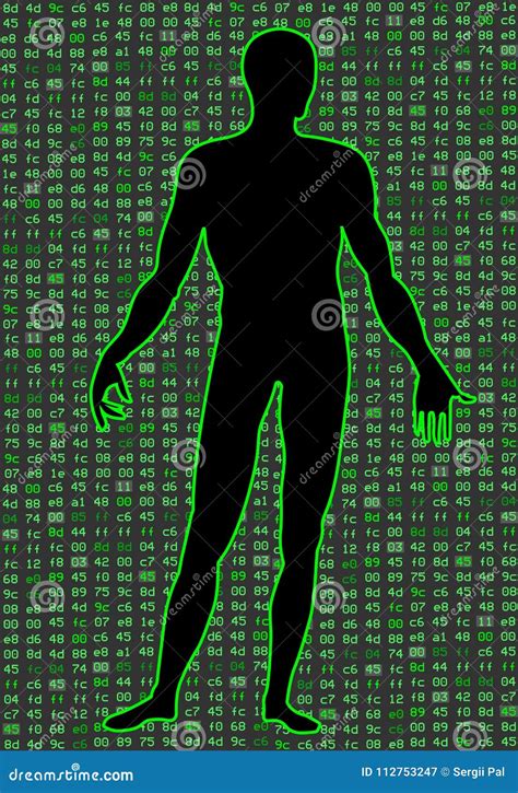 Artificial Intelligence Silhouette Of A Man Body Inside Which Binary Code It Can Illustrate
