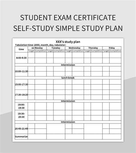 Free Exam Preparation Templates For Google Sheets And Microsoft Excel Slidesdocs
