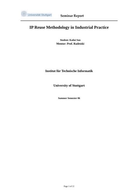 Pdf Ip Reuse Methodology In Industrial Practiceradetzkiseminar0609