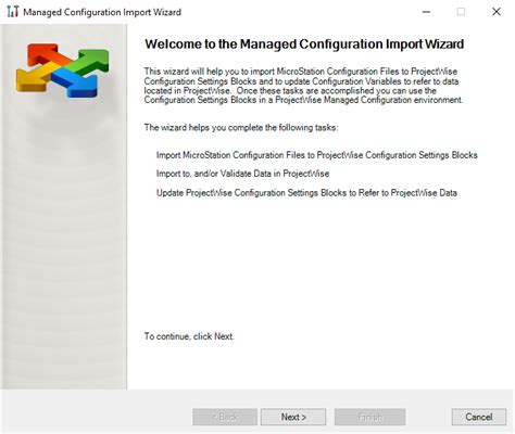 Step 1 Import Workspaces Into Projectwise Managed Configuration