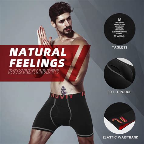 Natural Feelings Boxer Briefs Mens Underwear Men Pack Soft Cotton Open