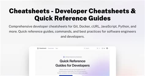 Cheatsheets Developer Cheatsheets And Quick Reference Guides Cheatsheets Developer Reference