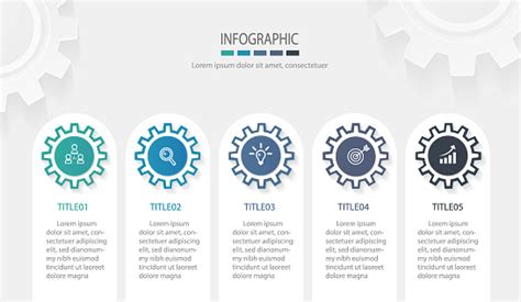 제목 프레젠테이션 워크플로 레이아웃 다이어그램 연례 보고서 또는 Web In Gears 아이콘 개념에 대한 비즈니스 인포그래픽 템플릿입니다 벡터 그림 0명에 대한 스톡 벡터