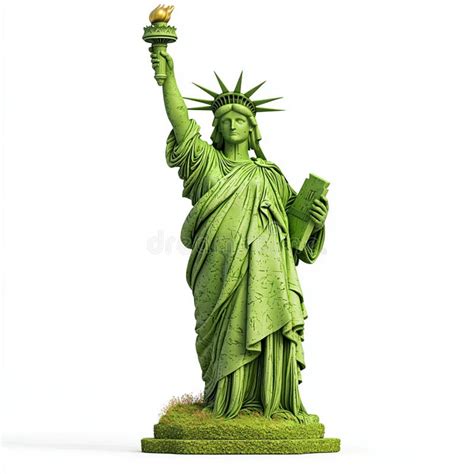Green Statue Liberty 3d Model Digital Art Green Grass Base Detailed
