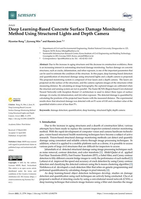 Pdf Deep Learning Based Concrete Surface Damage Monitoring Method