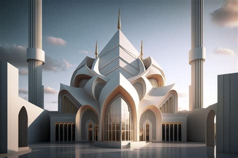 Premium Ai Image Contemporary And Elegant Mosque With Modern Architecture Concept Generative