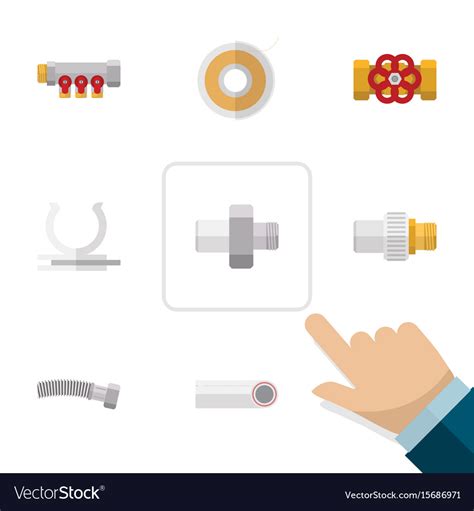 Flat Icon Industry Set Of Pump Valve Pipework Vector Image