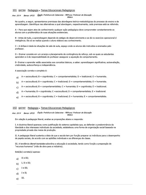 Tendências Pedagógicas 20 Questões Xxi Pdf