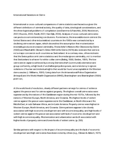 International Variations In Crime Age And Crime Patterns Analysis