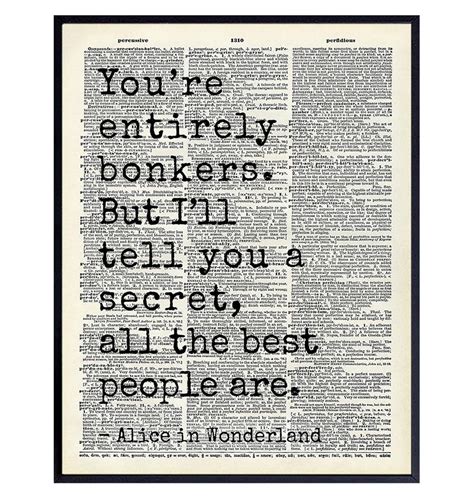 Asporic Alice In Wonderland Quote Wall Art Large Typography Dictionary
