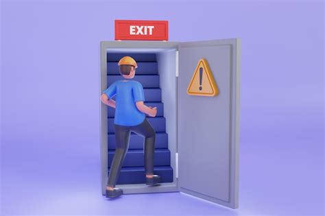 Premium Psd 3d Illustration Of Emergency Exit Door Emergency Fire