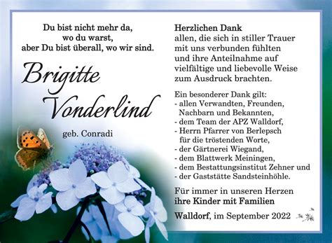 Brigitte Vonderlind Trauerportal Zehner