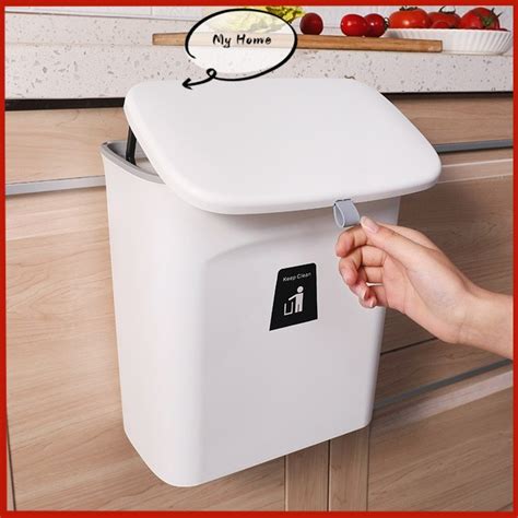 [my Home] 9 Liter Kitchen Hanging Rubbish Bin Trash Can For Cabinet