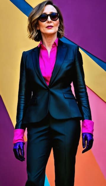 Premium Photo Photo Of Middle Aged Woman With Glasses And Leather
