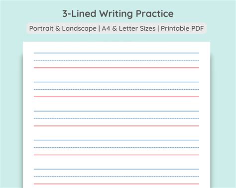 3 Lined Writing Practice Paper Handwriting Penmanship Calligraphy