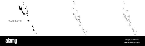 Vanuatu Detailed Silhouette Map Dotted Pattern And Slanted Parallel Lines Pattern Vanuatuan