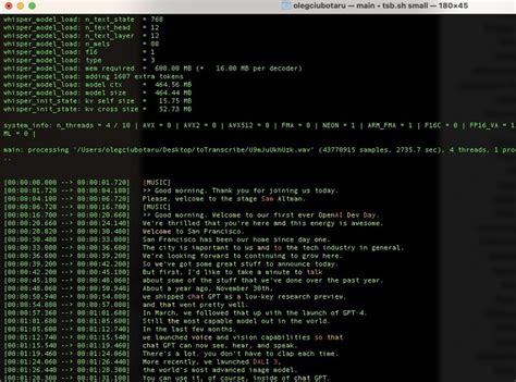 Im Using Whispercpp On My Machine To Transcribe Openais Keynote