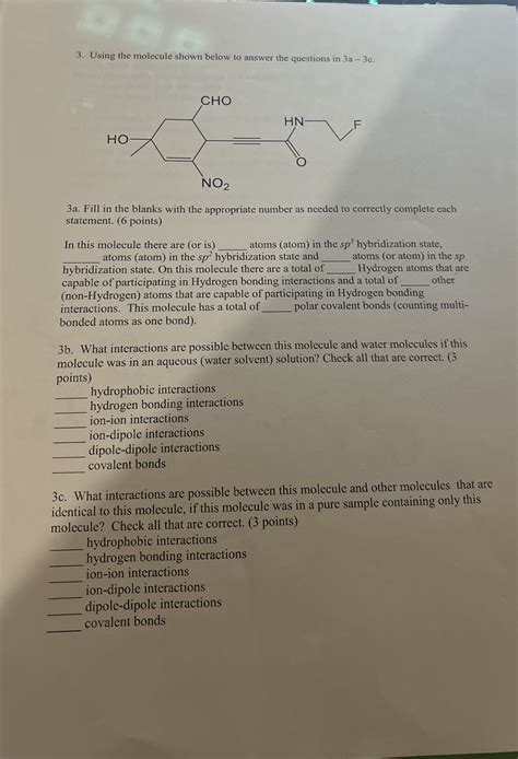Solved Using the molecule shown below to answer the | Chegg.com