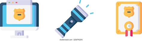 Police Security Tools Set Icons Part Stock Vector Royalty Free