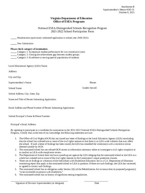National Esea Distinguished Schools Recognition Program Virginia Doc