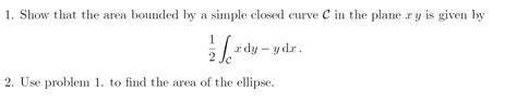 Show That The Area Bounded By A Simple Closed Curve C